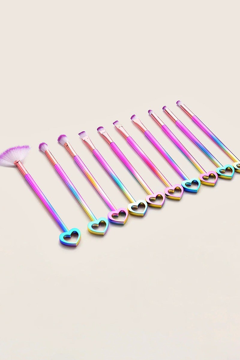 Set de 10 brochas fan shaped - morado - BONITAS